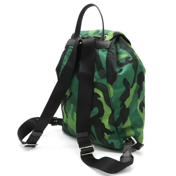 Prada | Bags | Prada Multicolor Nylon Camouflage Green Leather Backpack ...
